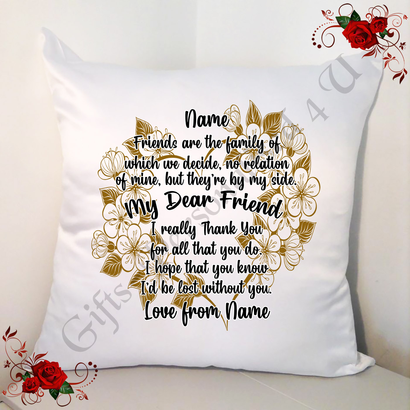 Personalised 18" White Cushion - Loving Special Friend / Best Friend ...