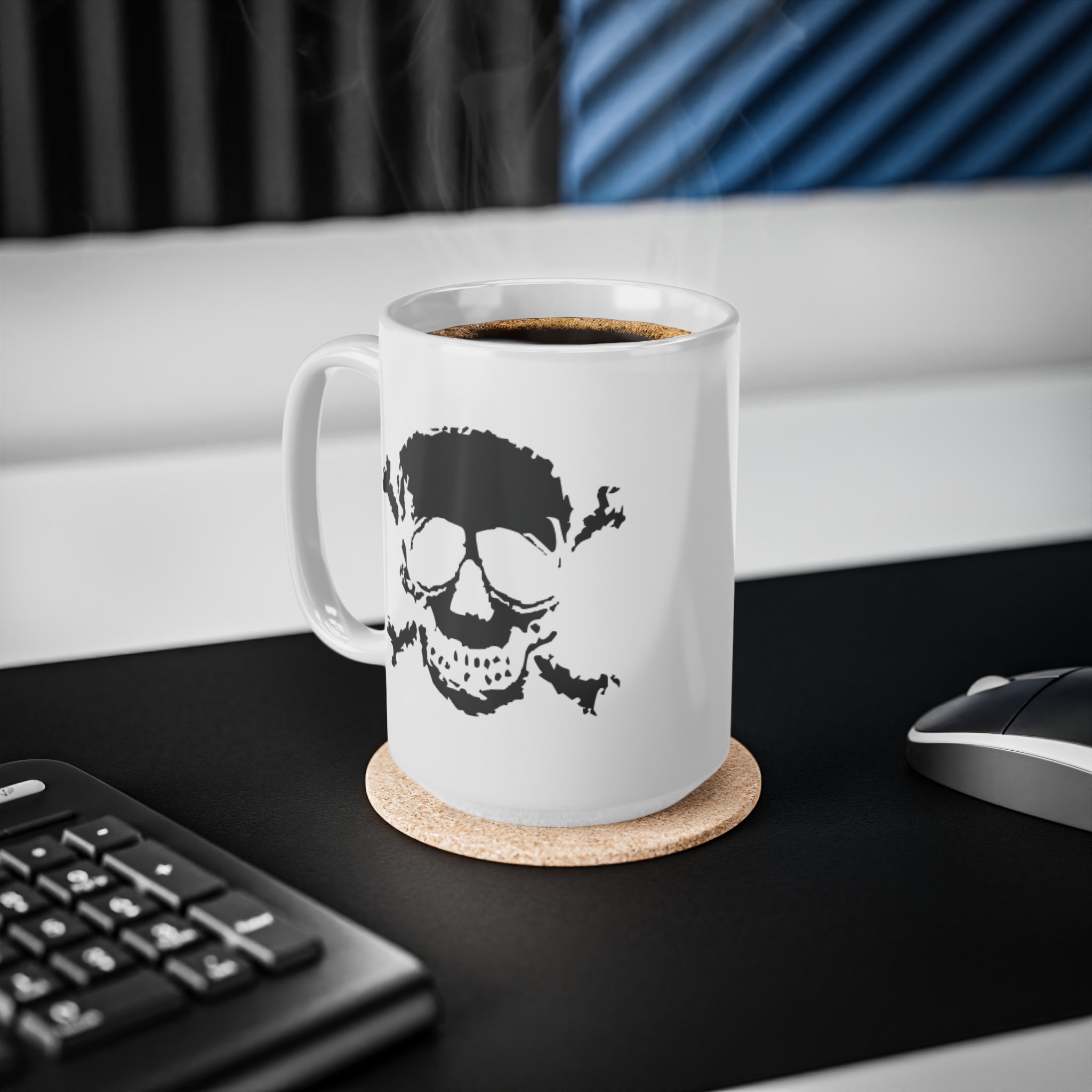 Black Skull and Crossbones Distressed Coffee Mug