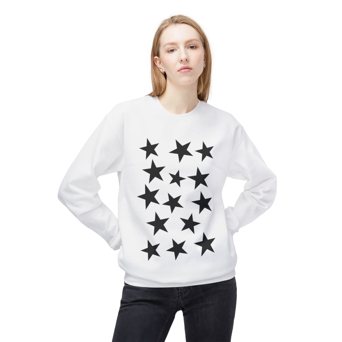 Black Pentagram Star Cluster Pattern Sweatshirt