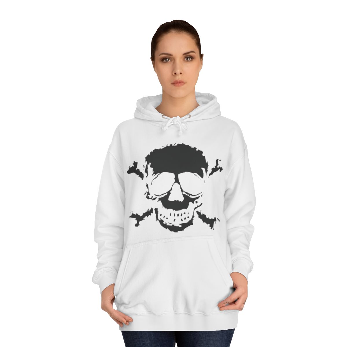 Black Skull and Cross Bones Distressed Hoodie