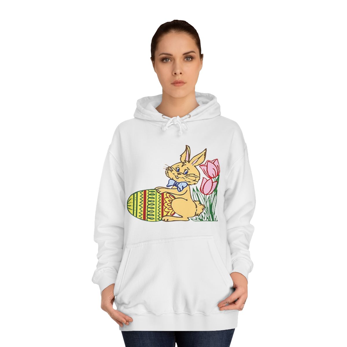 Easter Bunny with Egg and Tulip Flowers Hoodie
