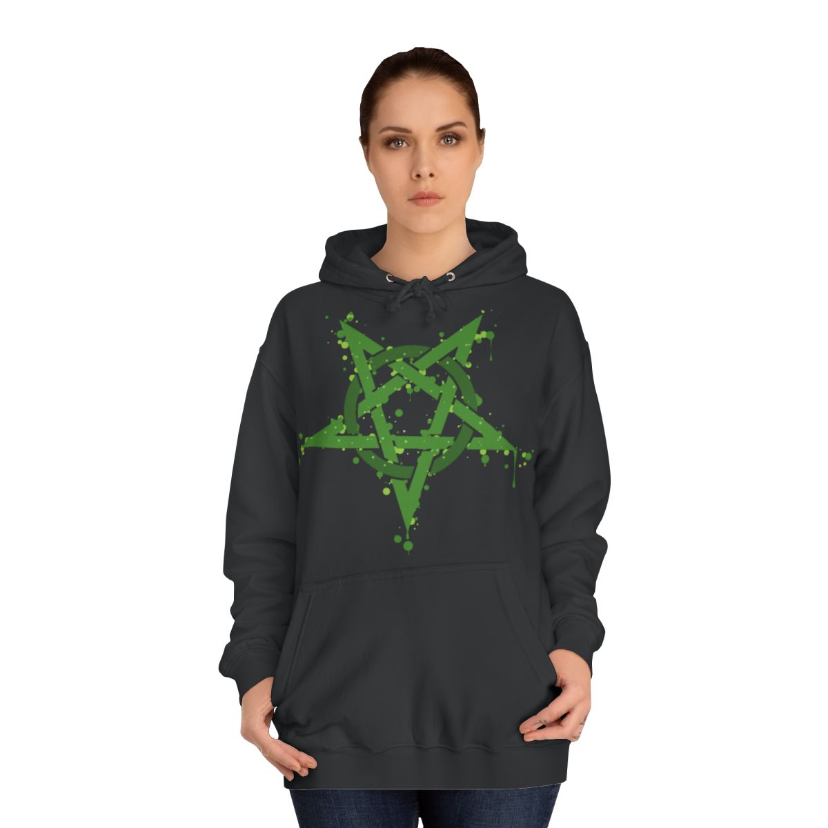 Green Inverted Spotted Pentagram Hoodie