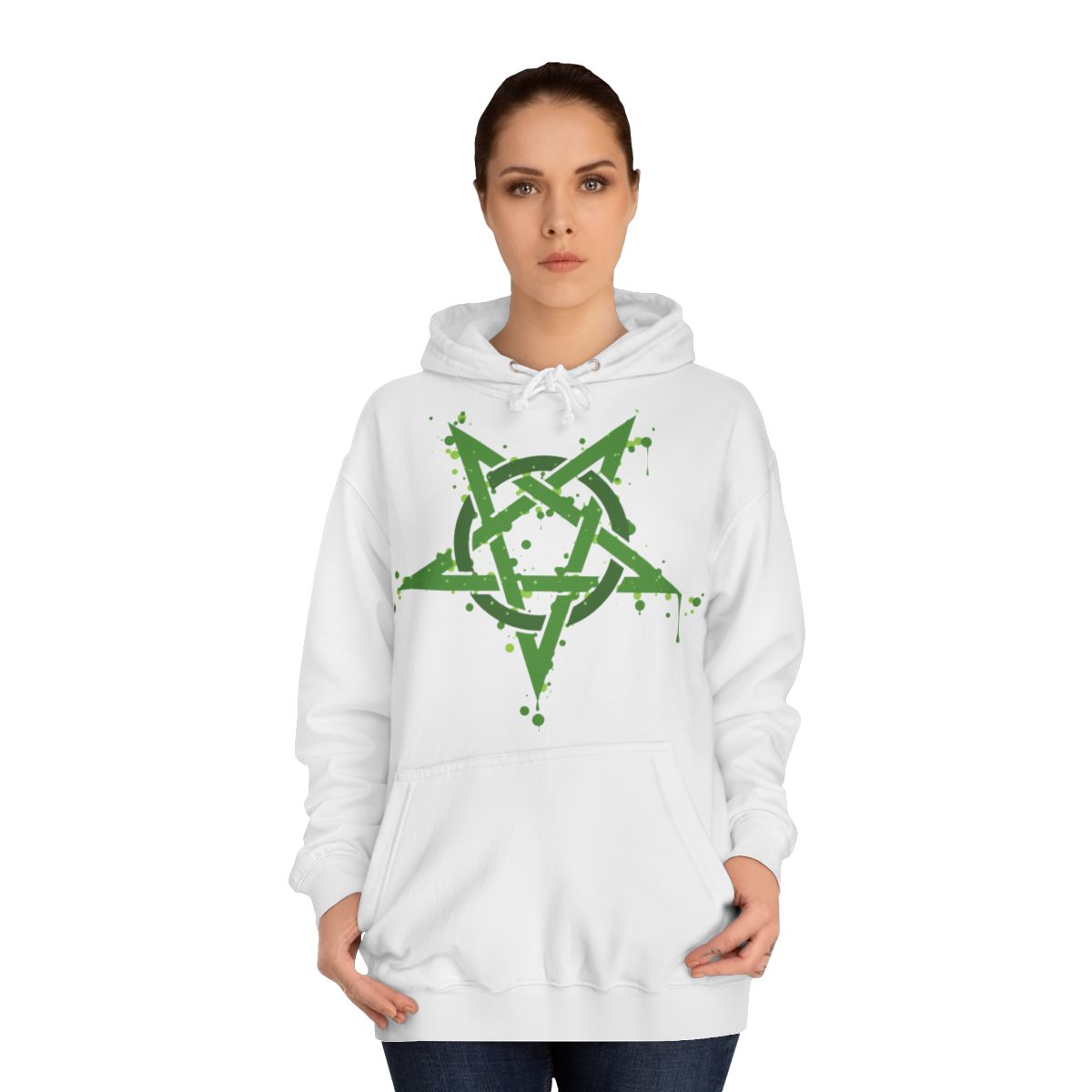 Green Inverted Spotted Pentagram Hoodie