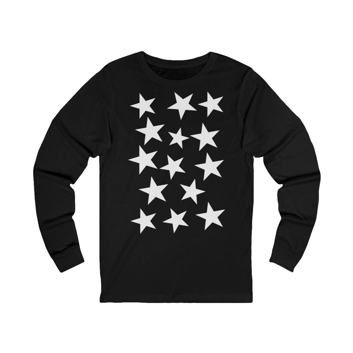 White Pentagram Star Cluster Pattern Long Sleeve T-Shirt