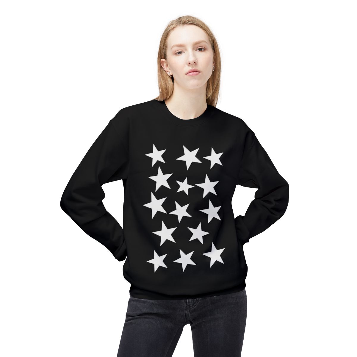 White Pentagram Star Cluster Pattern Sweatshirt