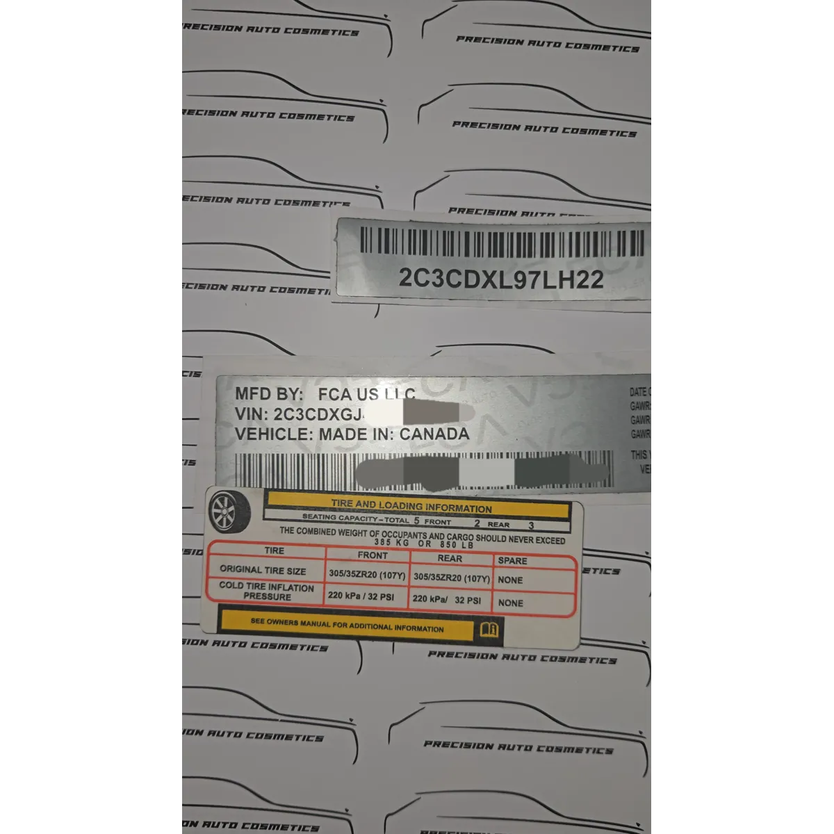 Replacement Vin Label/Sticker Set