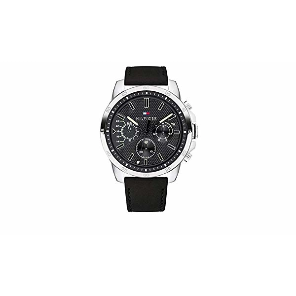Tommy Hilfiger 1791563 Black Leather Strap Watch For Men